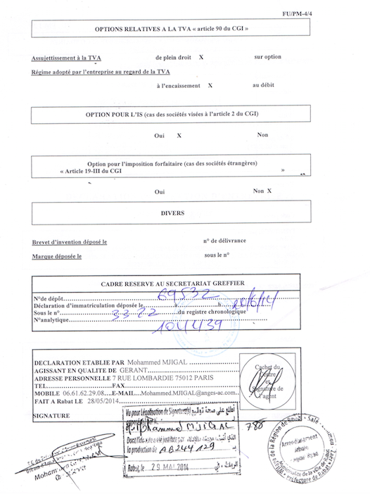 01 - Formulaire unique avec signature légalisée du gérant